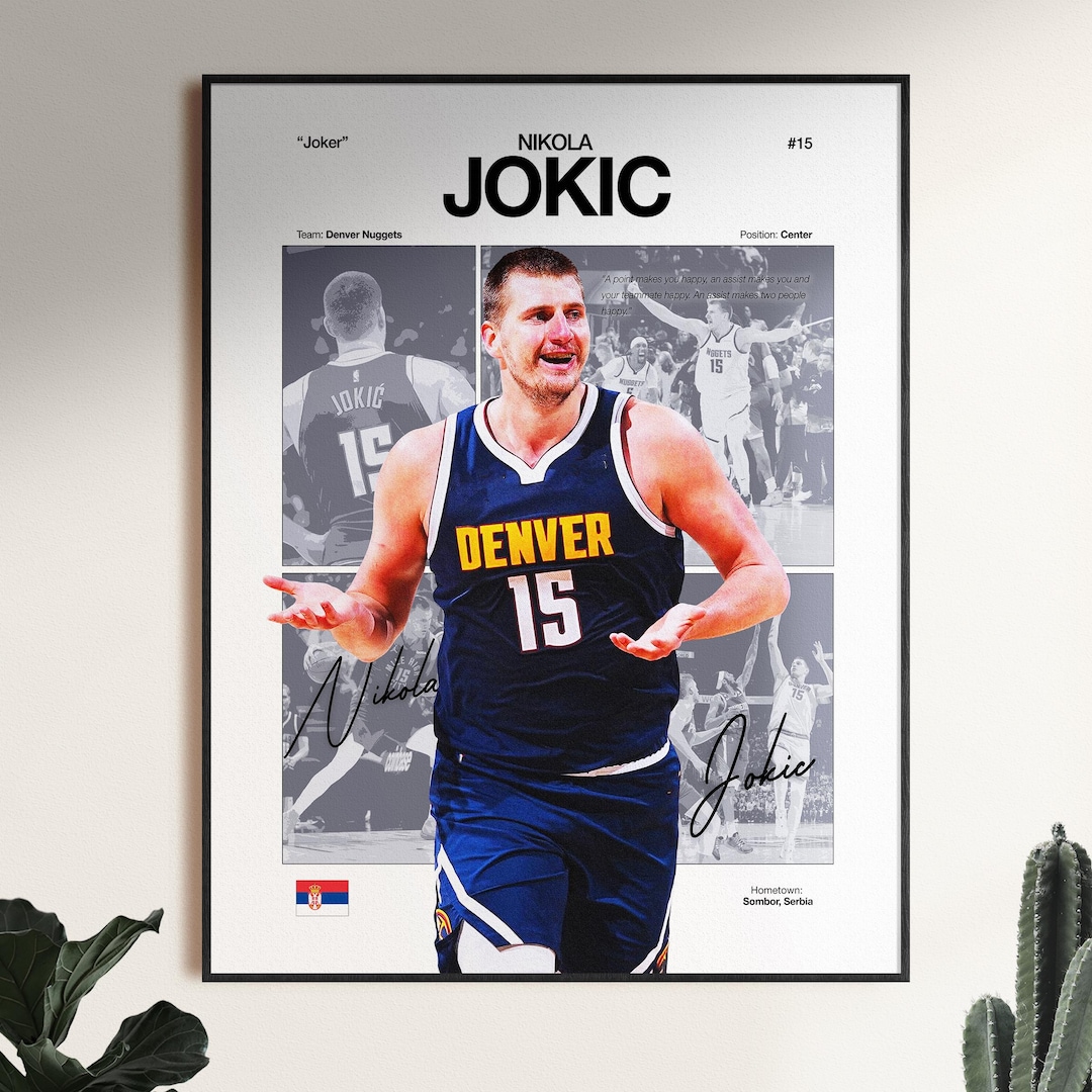 Nikola Jokic NBA Basketball Poster, Denver Nuggets Poster, Basketball ...