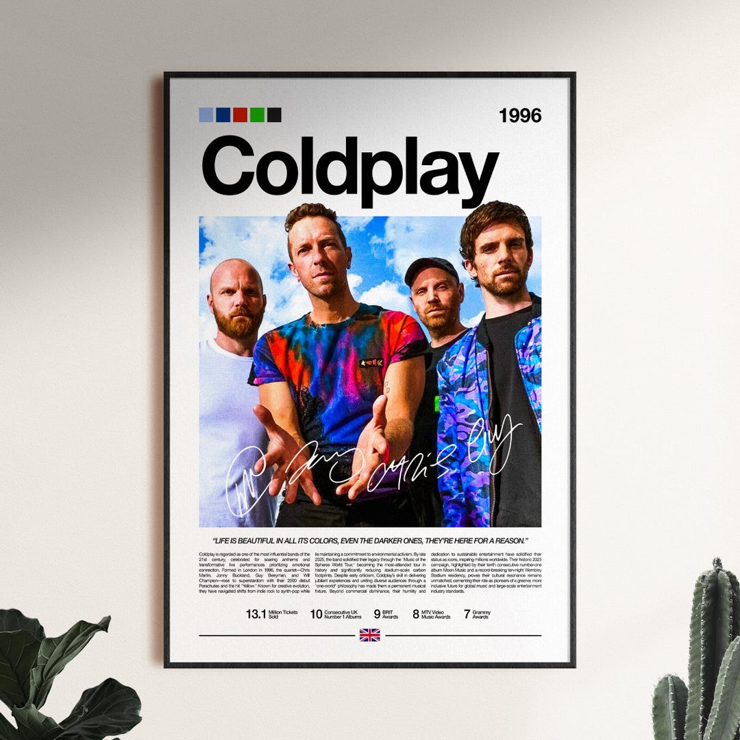 Coldplay Poster, Music Poster, Song Lyrics Poster, Rock Poster, Music ...