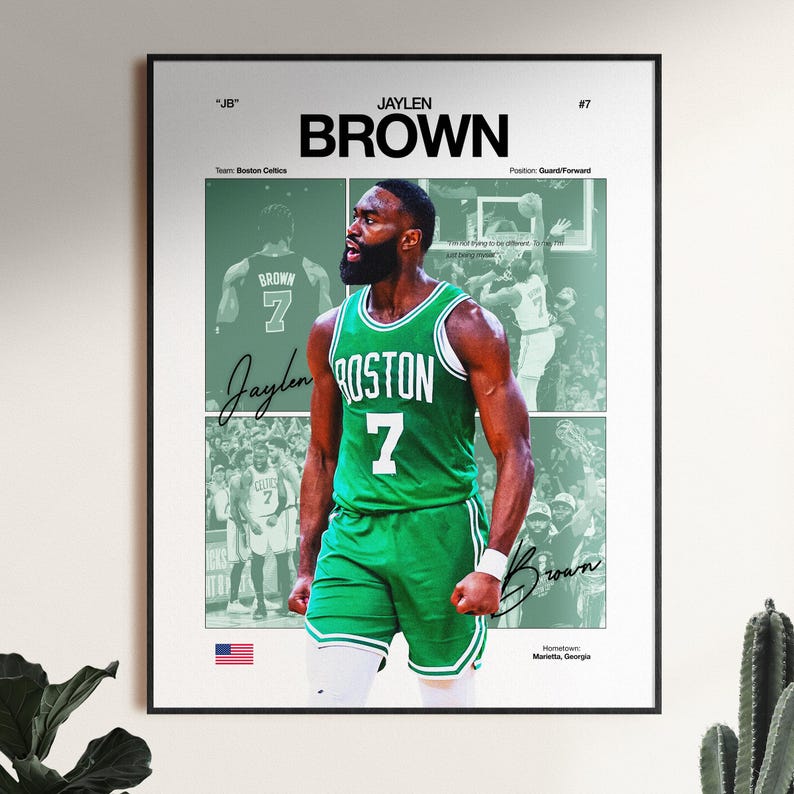 Jaylen Brown NBA Basketball Poster, Boston Celtics Poster, Basketball ...