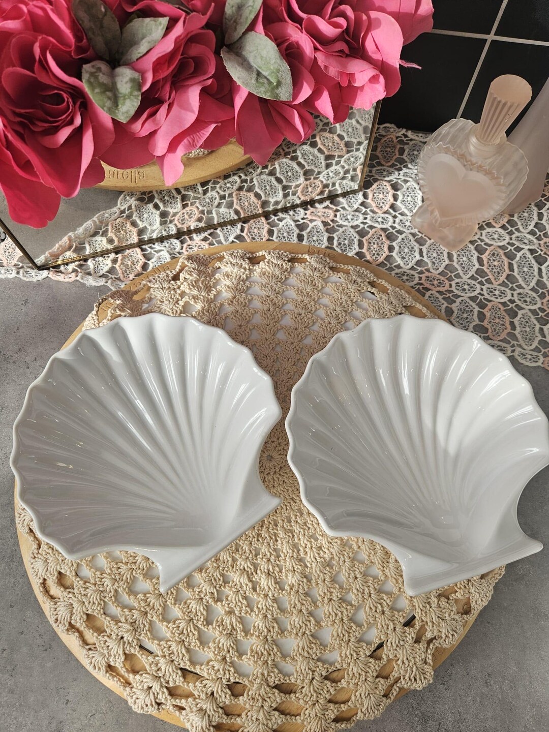 Vintage Japanese Scallop Shell Ceramic Dish - Seafood Serving Dish ...