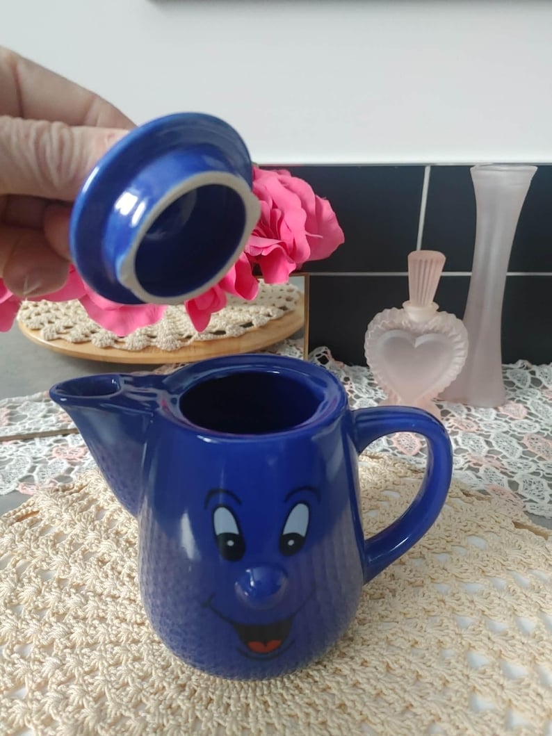 Vintage Blue Smiley Face Teapot/creamer – Cute Mid-century Style ...