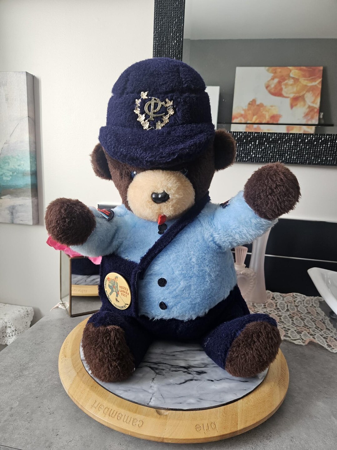 Vintage Canada Post Plush Bear, Canada Post Mailman Bear , Sitting Bear ...