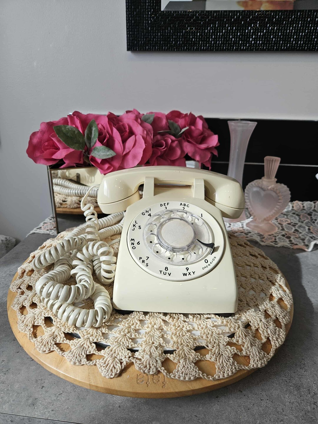 Vintage Retro Beige Rotary Desk Telephone Western Electric for Bell Mid ...