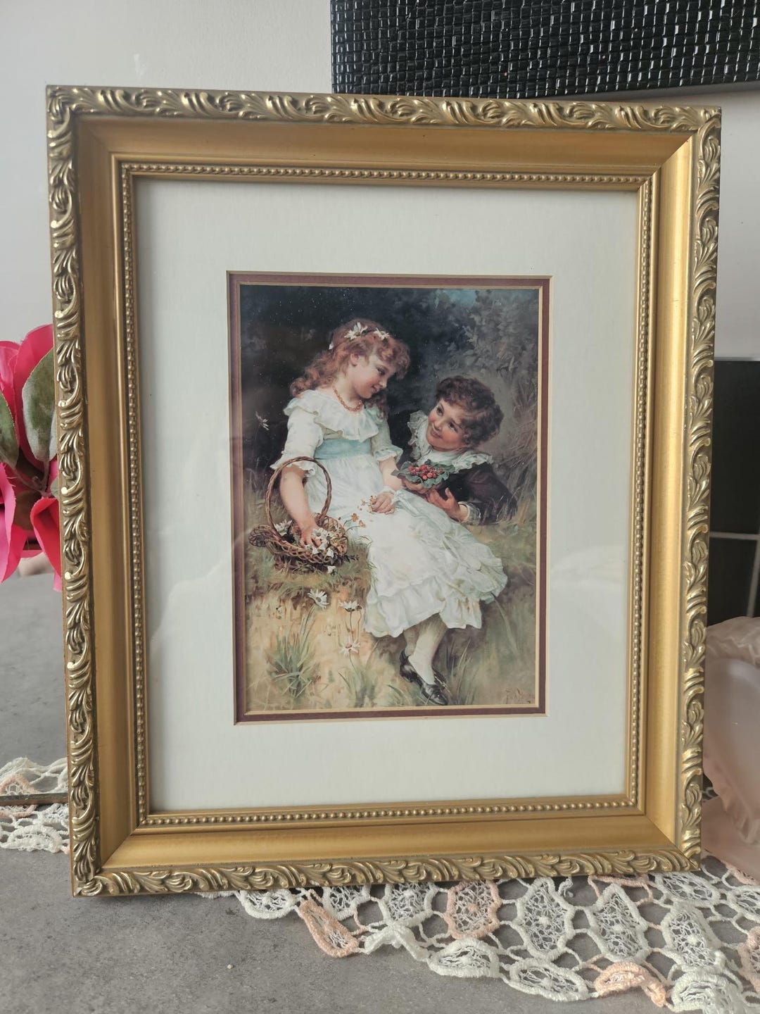 Vintage Large Ornate Gold Frame With Vintage Print – Victorian ...