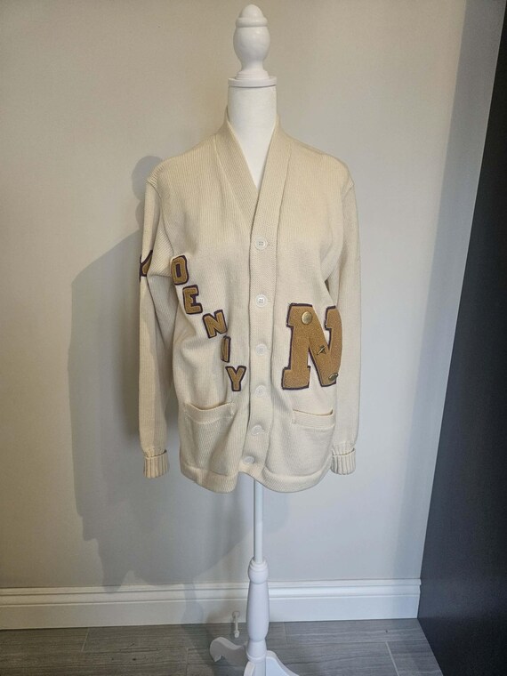 Rare Vintage Wool Letterman Cardigan – Cream Varsity … - Gem