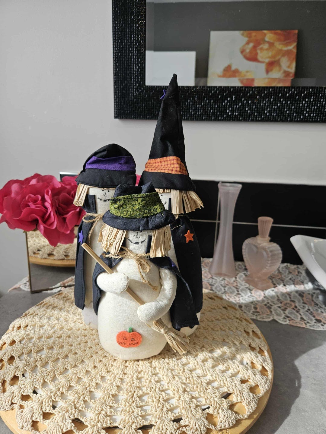 Vintage Halloween Witch Trio - With Pumpkin and Star Accents - Etsy