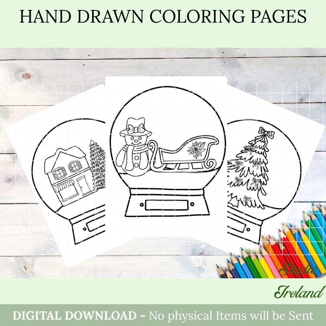 20 Coquette Winter Snow Globe Coloring Pages for Adults/kids: Hand ...
