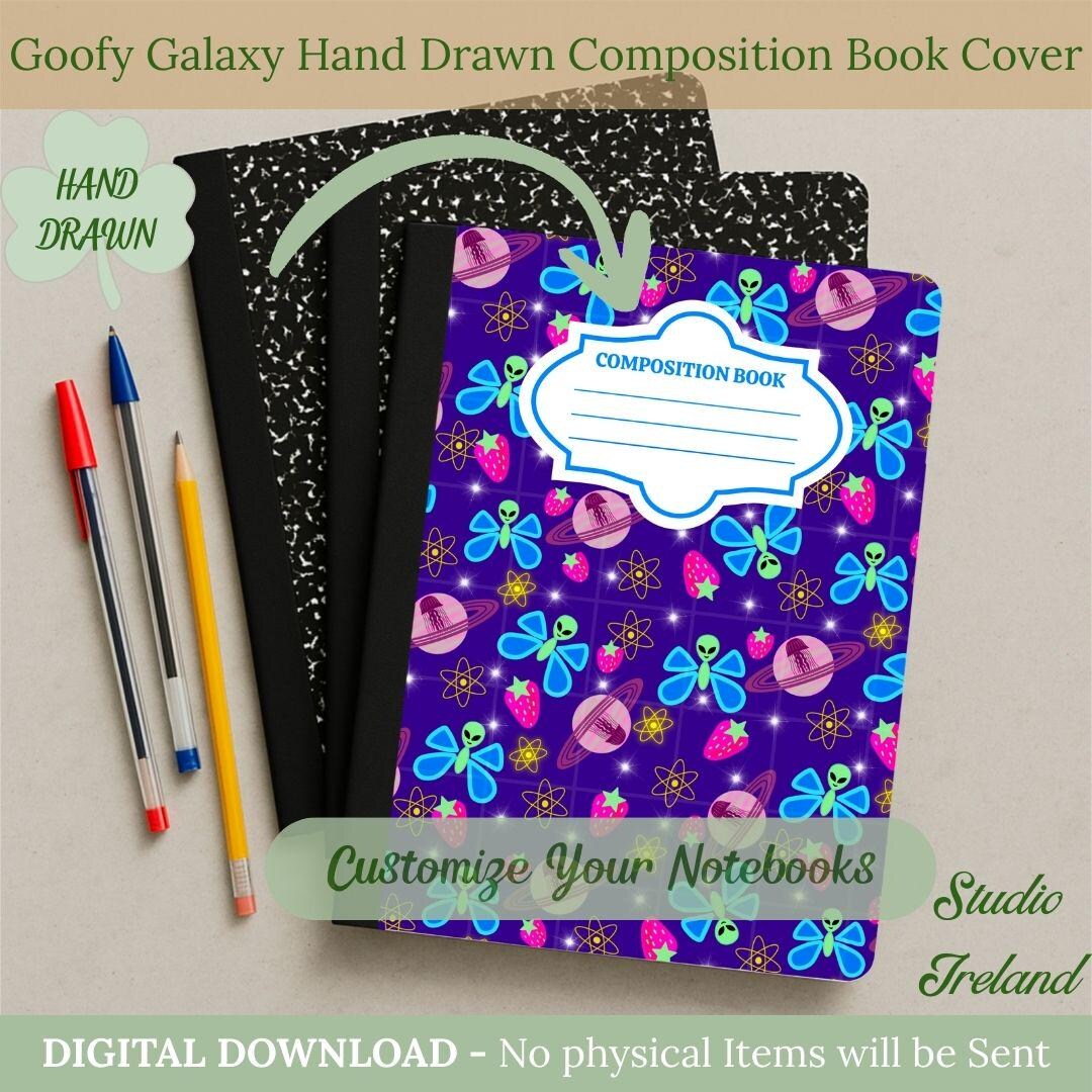Printable Digital Composition Book Cover PNG Back to School Kid ...