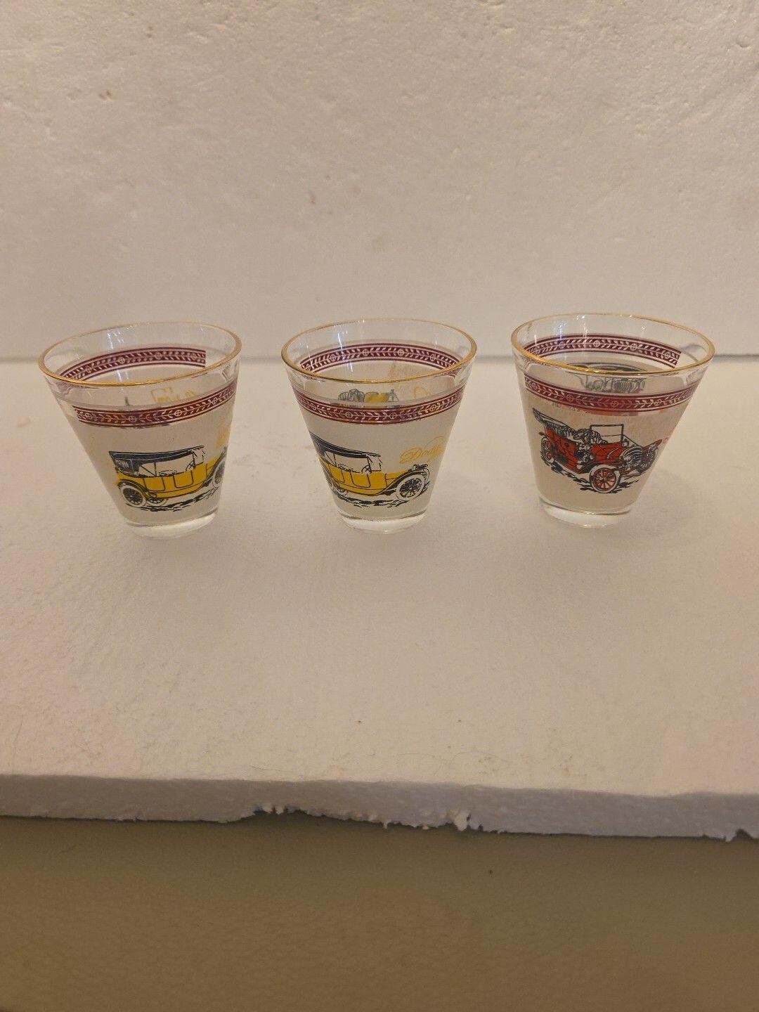 Vintage Hazel Atlas Antique Car Low Ball Glasses - Set of 3 - Etsy