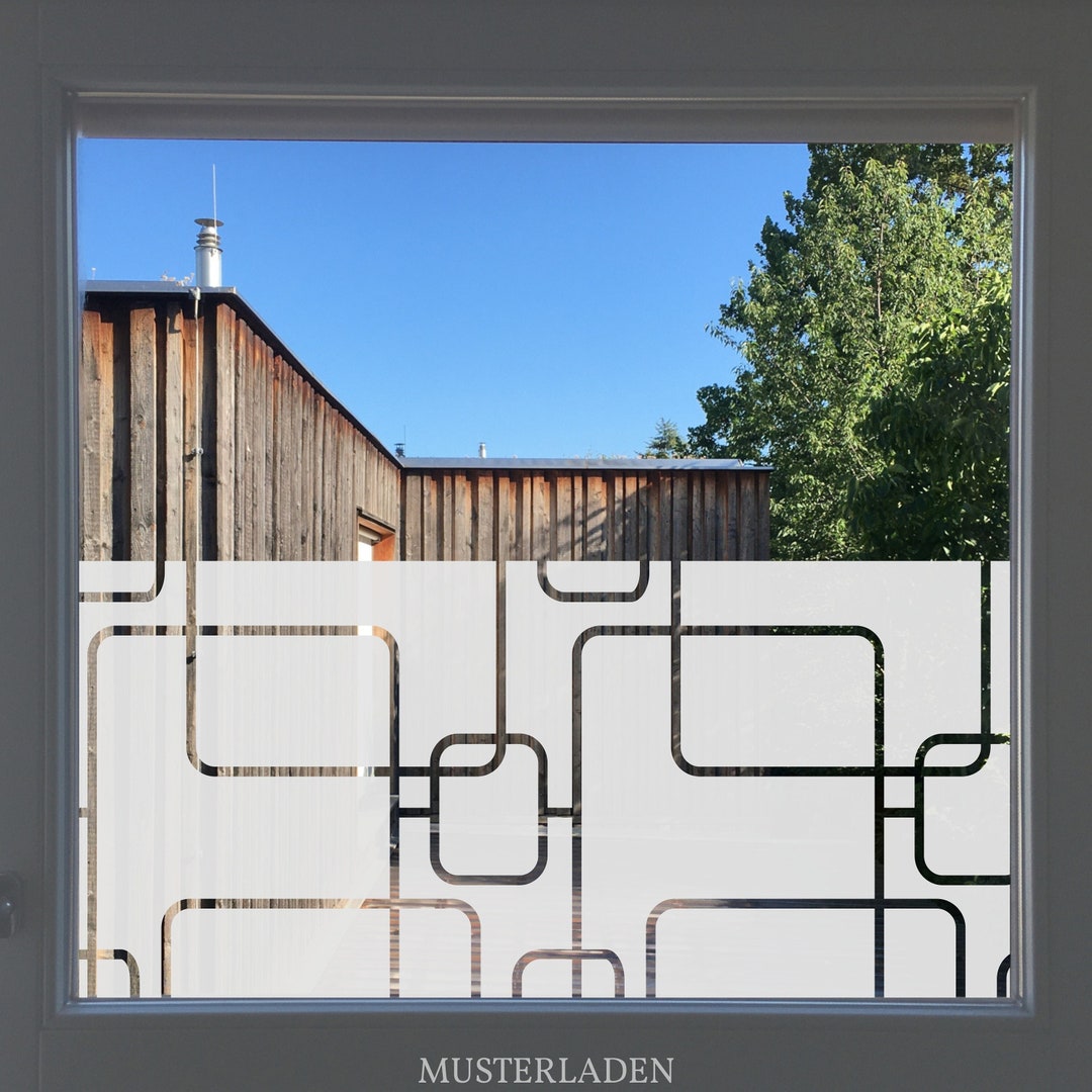 Mid Century Modern Self-adhesive Window Film With Rectangles - Etsy