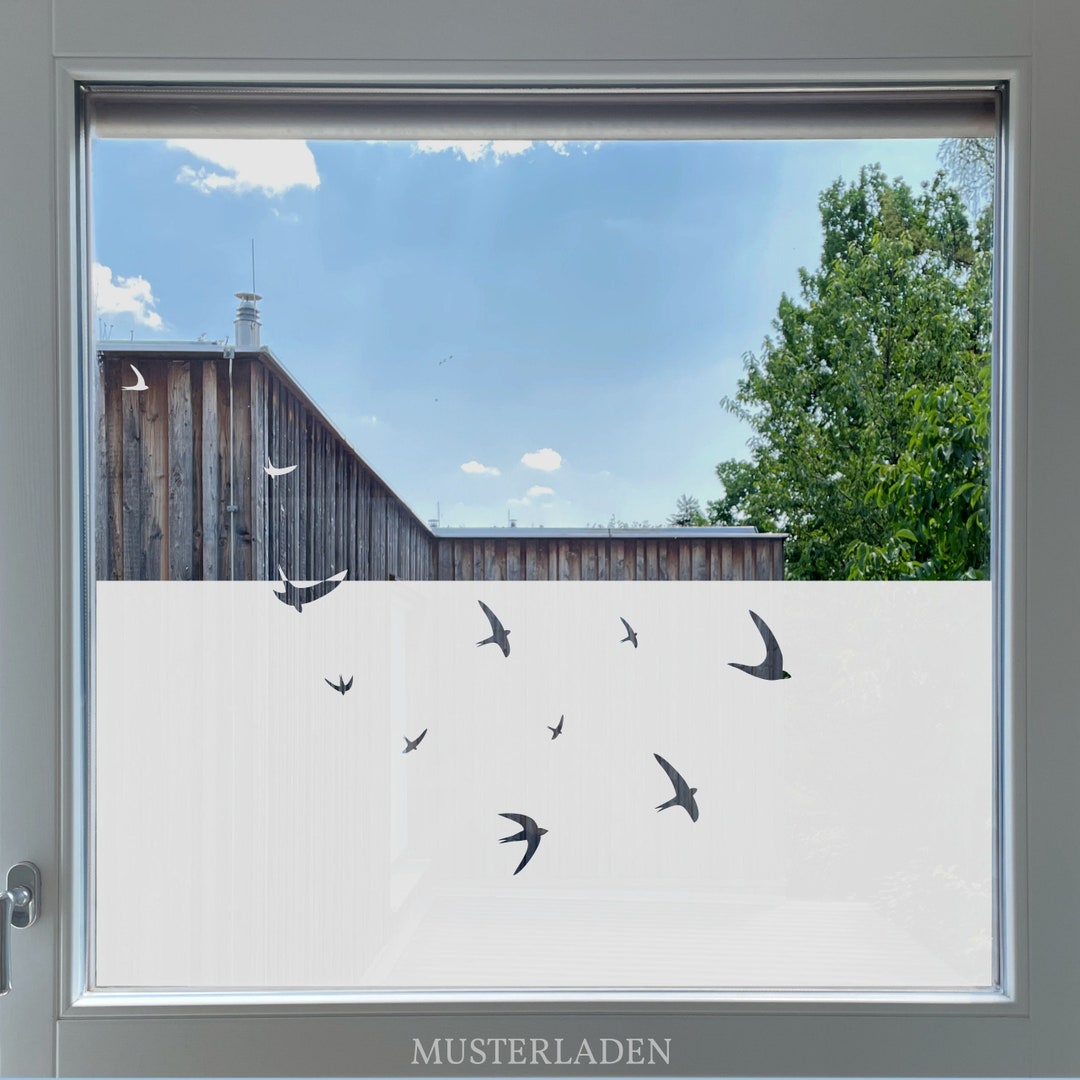 Window Film With Birds, Window Film Privacy Decorative, Bathroom Window ...