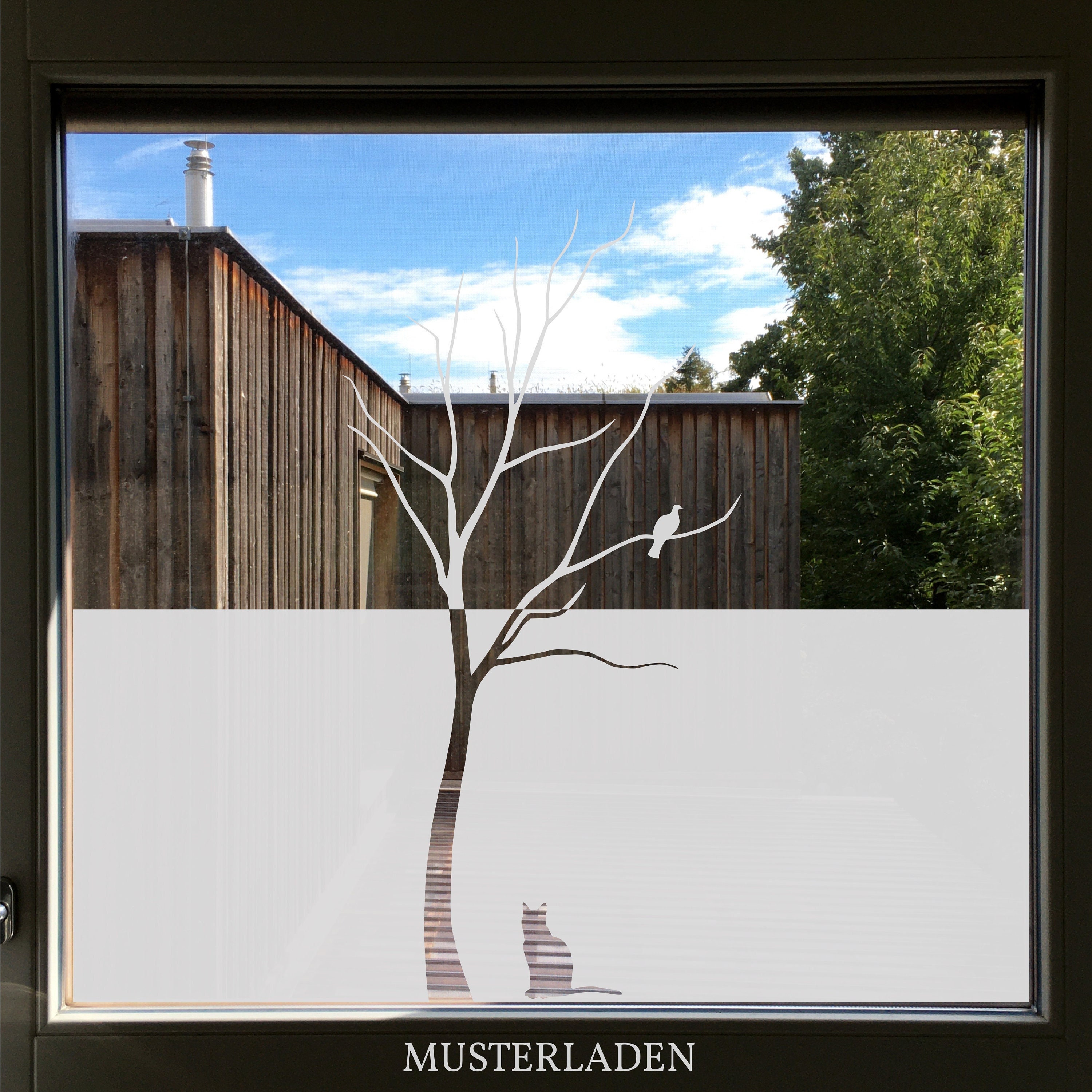 Decorative Window Film for Privacy Tree With Bird and Cat | Etsy Canada