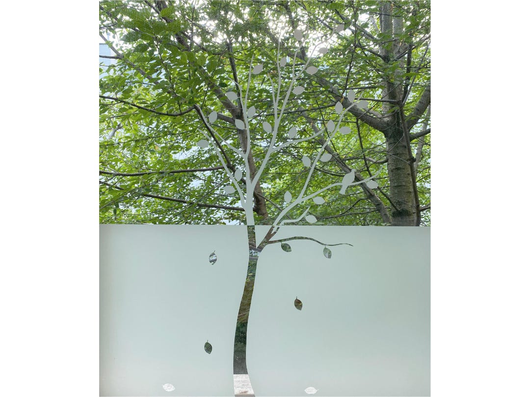 Privacy Window Film by MUSTERLADEN - Tree With Bird Decorative Frosted ...