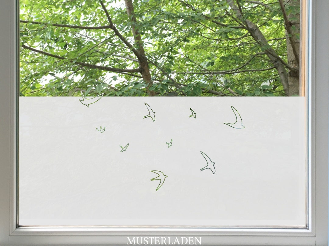 Window Film With Flock of Flying Birds, Window Decor and Privacy With ...