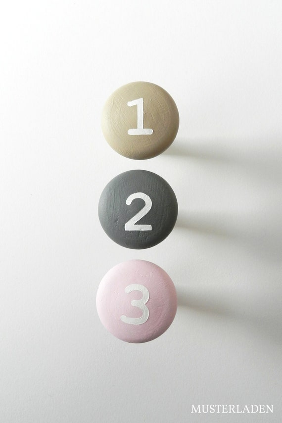 Round Drawer Knobs With Number Colourful Kitchen Cabinet - Etsy