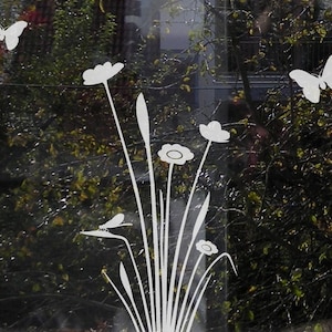 Etched or Frosted Glass Flower and Butterfly Decal - Etsy