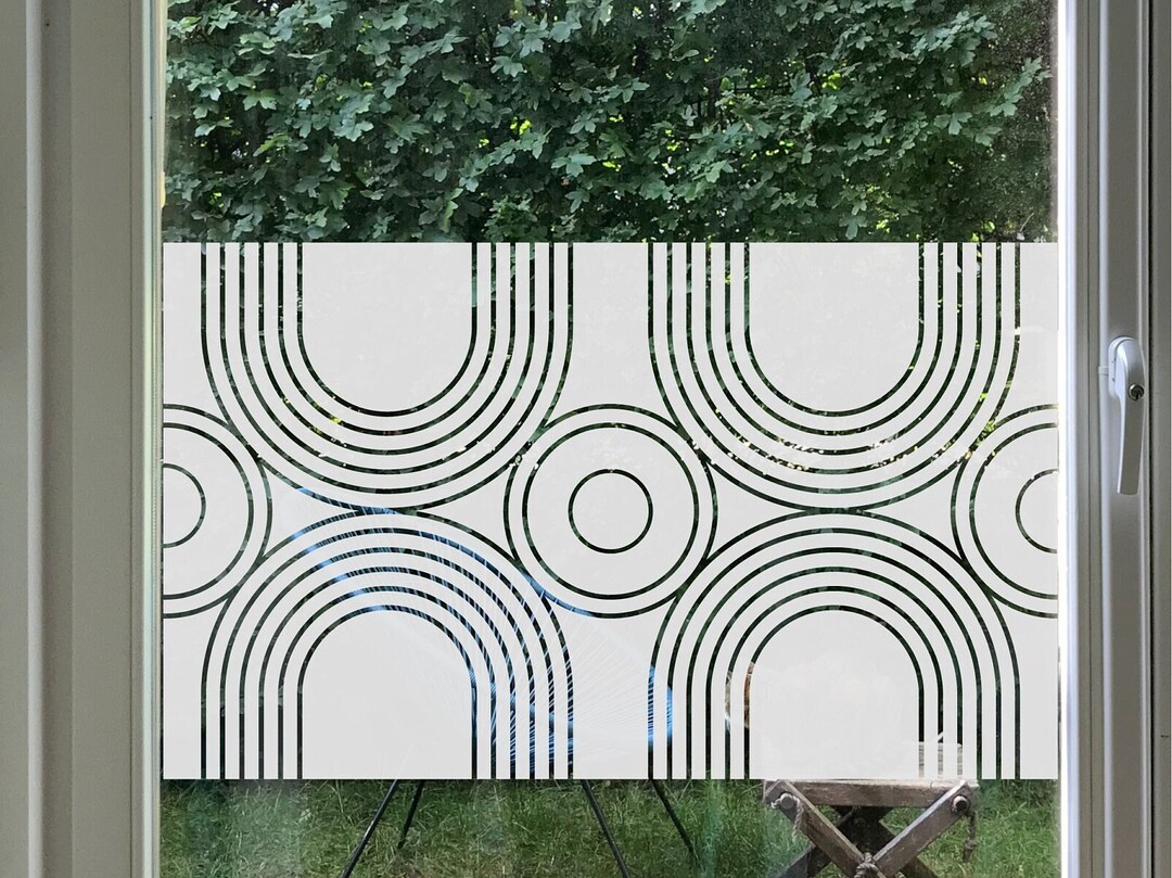 Geometric Arches and Rings Privacy Window Film, Self-adhesive Privacy ...