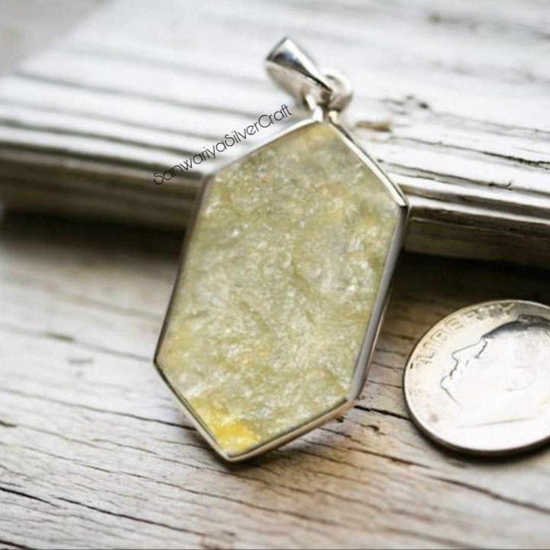 Sterling Silver TOP GRADE Libyan Desert Glass Pendant | Raw LDG Silver ...
