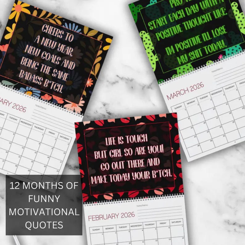 2026 Swearing Calendar, 2026 Swearing Inspirational Sayings for Badass ...