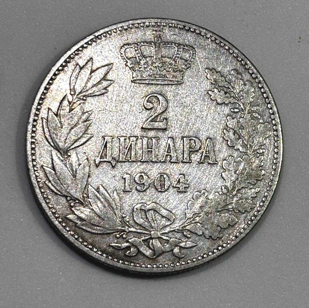 1904 Serbian 2 Dinars Silver Coin – King Peter I, Balkan History - Etsy