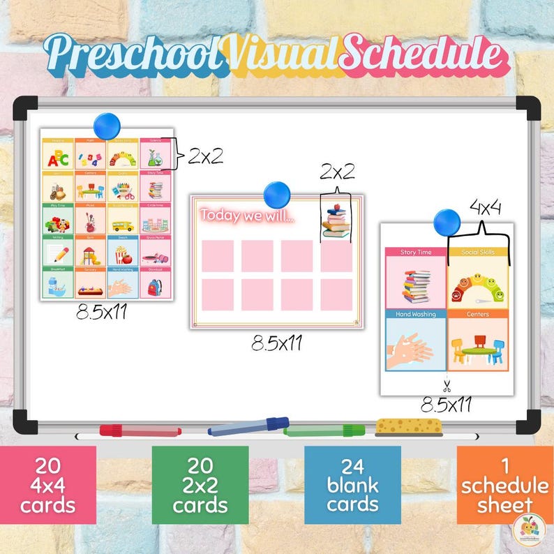 Preschool Visual Schedule Canva Template: Classroom Routine Cards ...