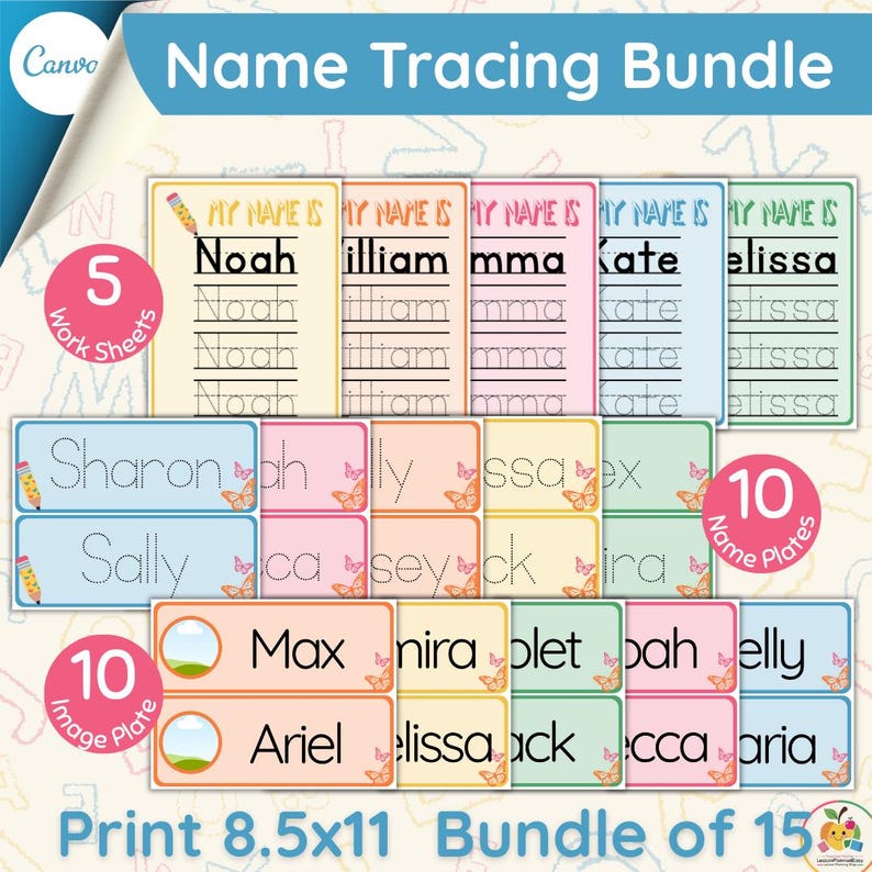 Personalized Name Tracing Worksheet Bundle: Editable PDF (digital ...
