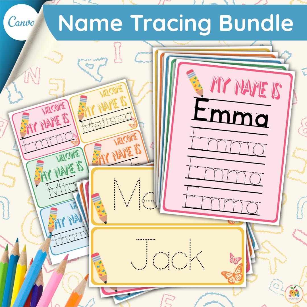Personalized Name Tracing Worksheet Bundle: Editable PDF (digital ...