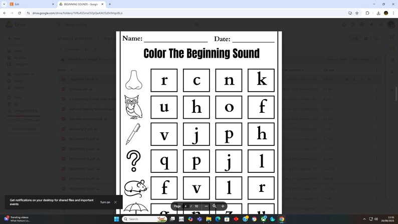 Beginning Sounds Coloring Sheets - Etsy