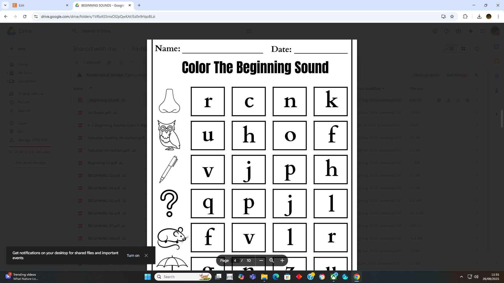 Beginning Sounds Coloring Sheets - Etsy