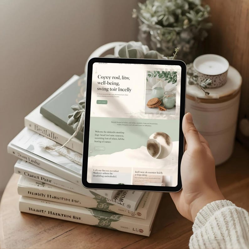 Cozy Green Tablet Mockup Bundle, Editable Canva iPad Screen Templates ...
