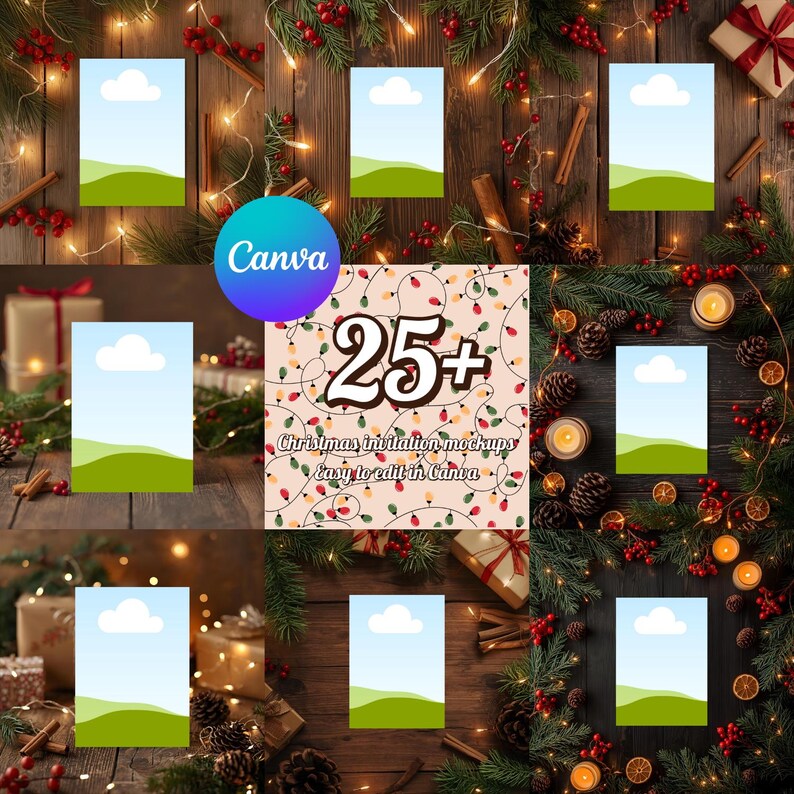 25+ Christmas Invitation Mockups, Canva Editable Christmas Invitation ...