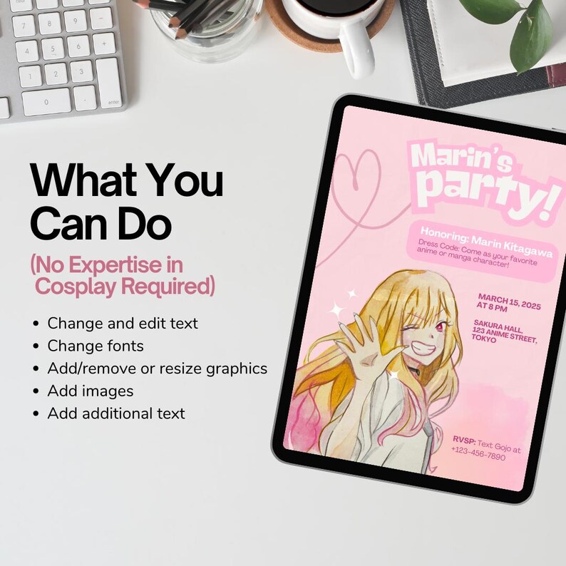 My Dress-up Darling Invitation | Anime Digital Canva Template | Marin ...