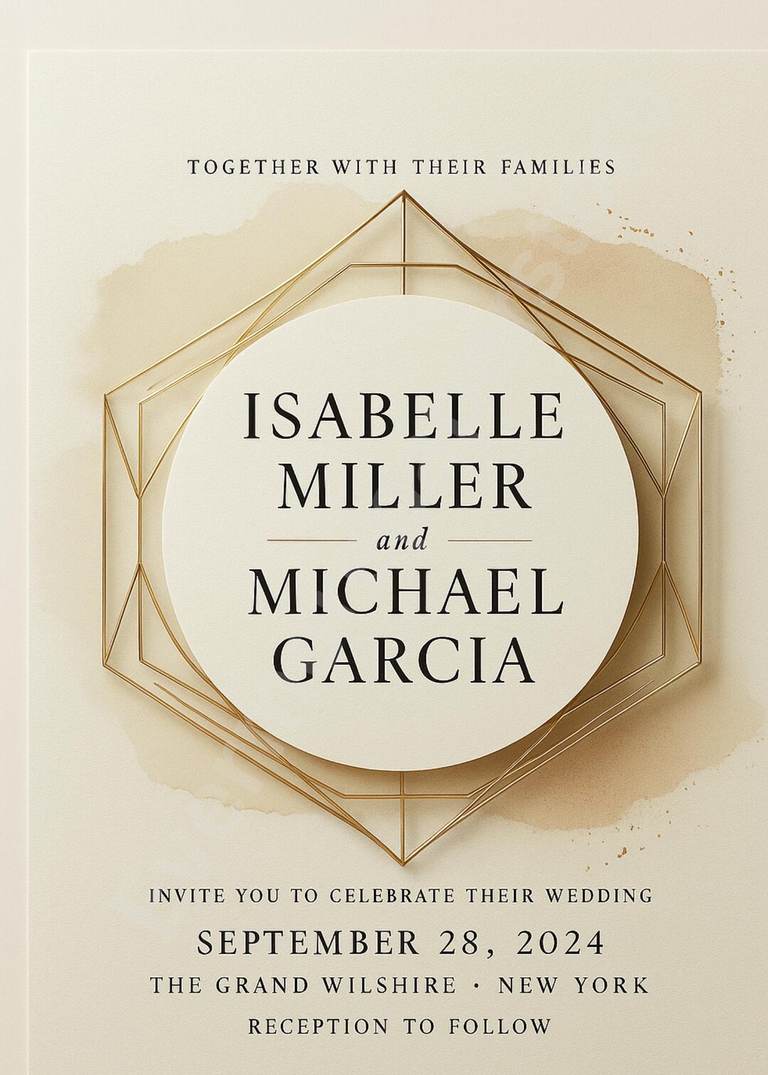 Gold Geometric Frame Invitation Template: 5x7 Printable Card (digital ...