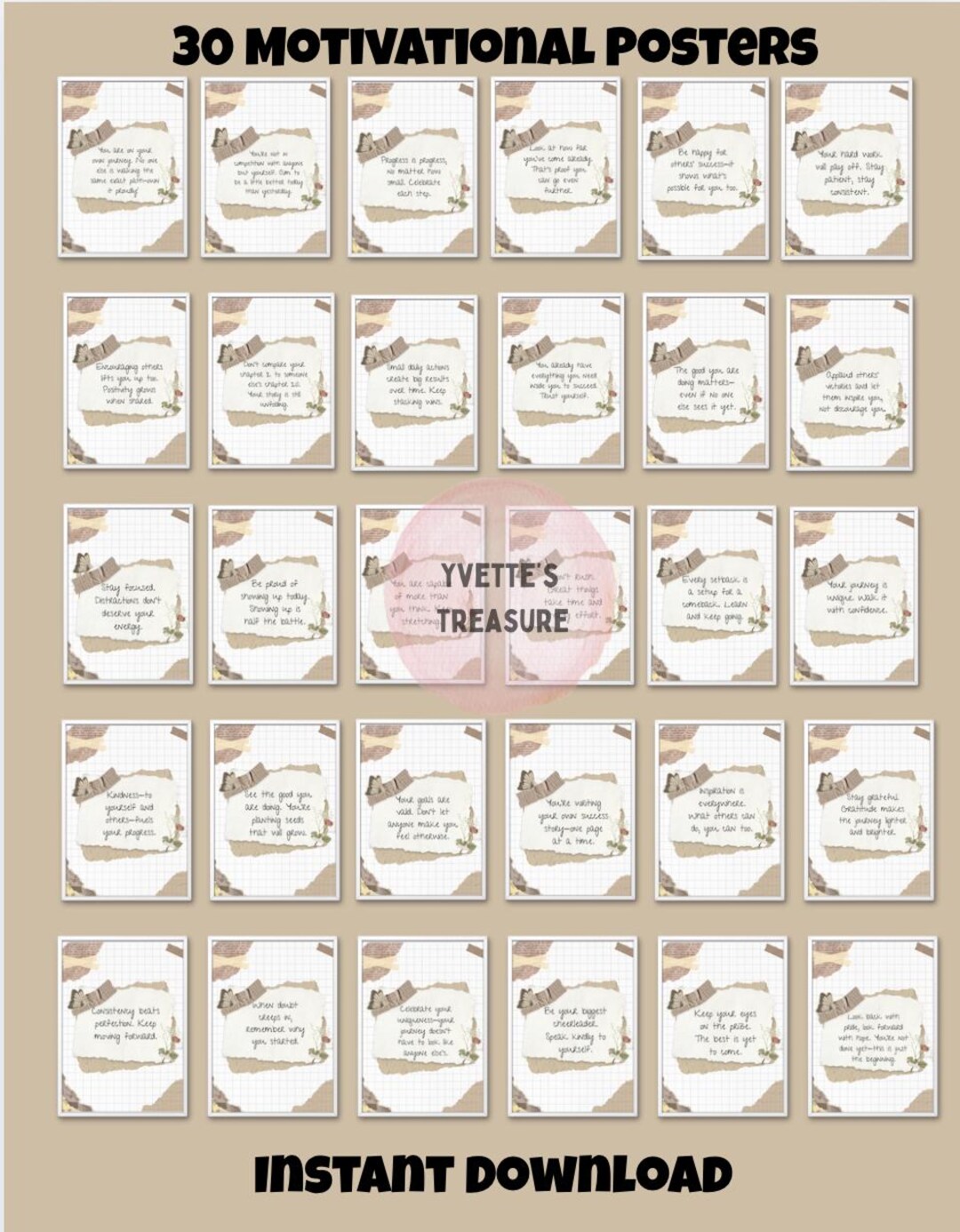 Motivational Poster Bundle: Neutral Tones, Growth Mindset (digital ...