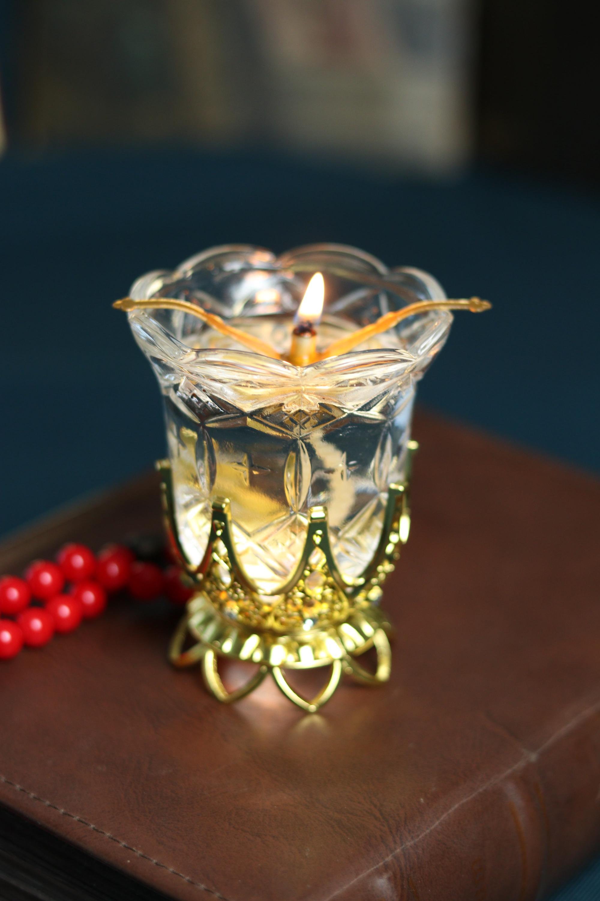 Christian Prayer Lamp. the Set Includes the Lamp, 10 Wicks, and a Wick ...