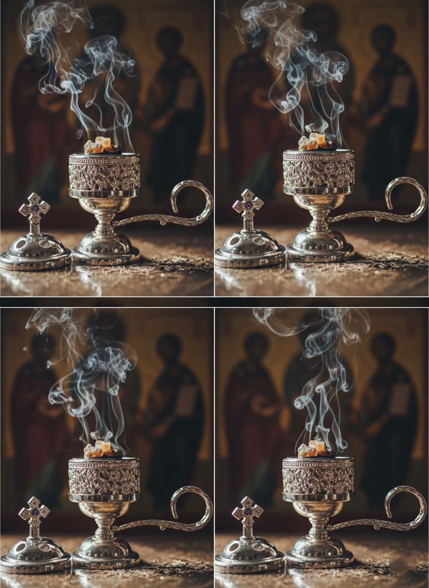 Orthodox Prayer Set: 5.1 Inch Gold Metal Censer, 60 Grams of Incense, 9 ...