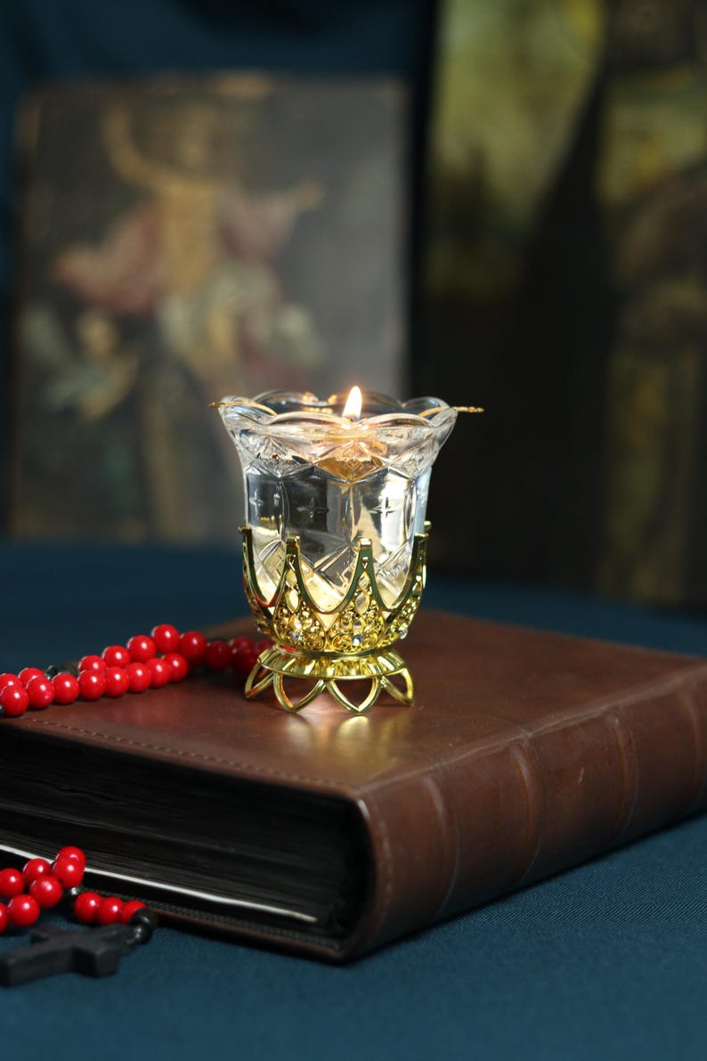 Christian Prayer Lamp. the Set Includes the Lamp, 10 Wicks, and a Wick ...