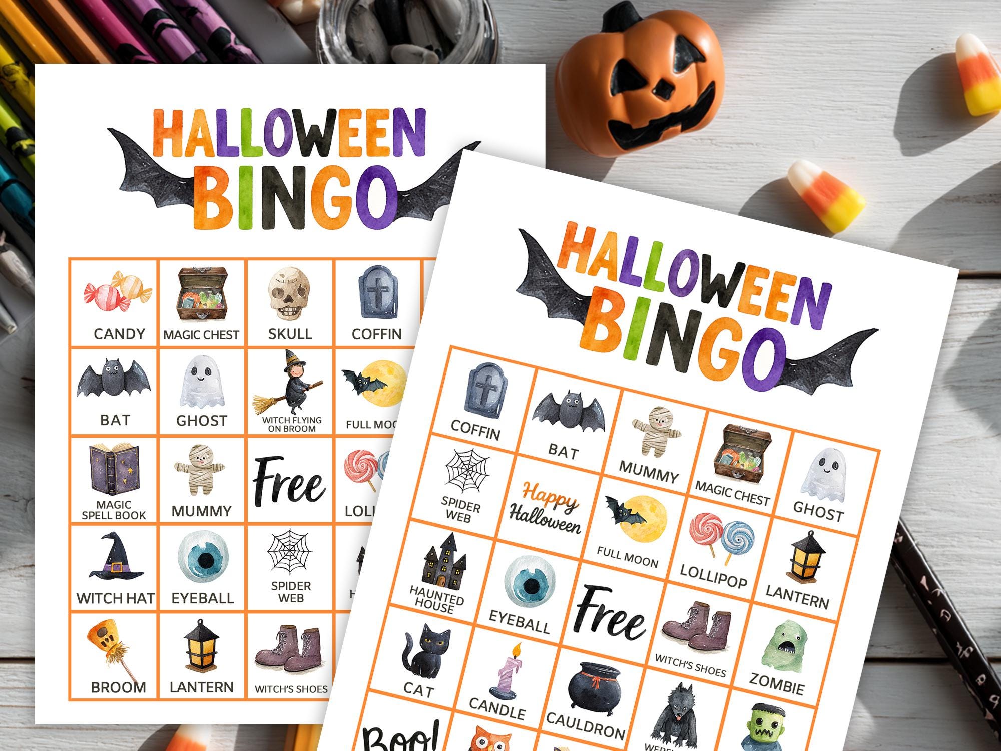 Halloween Bingo Game : 30 Unique Cards (printable PDF) - Etsy