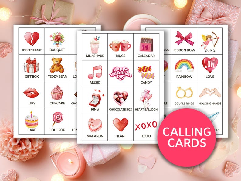 50 Valentine's Bingo Printable Game for Kids and Classroom Activities ...