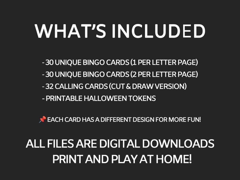 Halloween Bingo Game : 30 Unique Cards (printable PDF) - Etsy