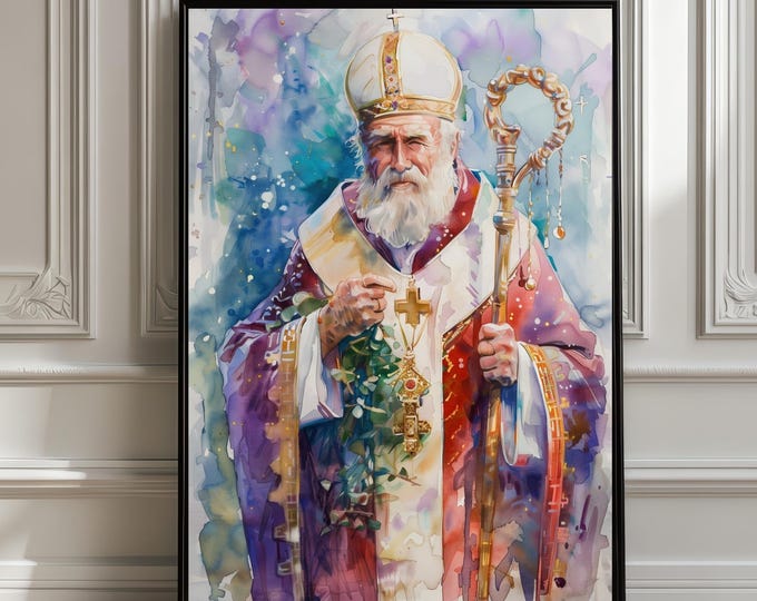 St. Nicholas With the Scenes of His Life, Original Canvas Art Print by ...