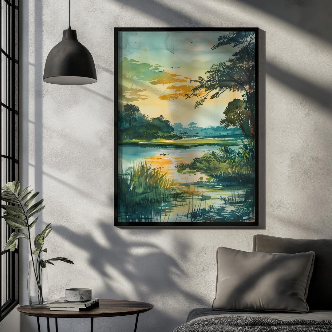 Chitwan National Park Watercolor Poster – Nepal Wildlife Landscape Art ...
