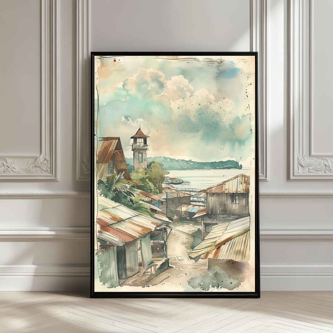 Levuka Watercolor Poster – Fiji Wall Art Print, Pacific Island Historic ...
