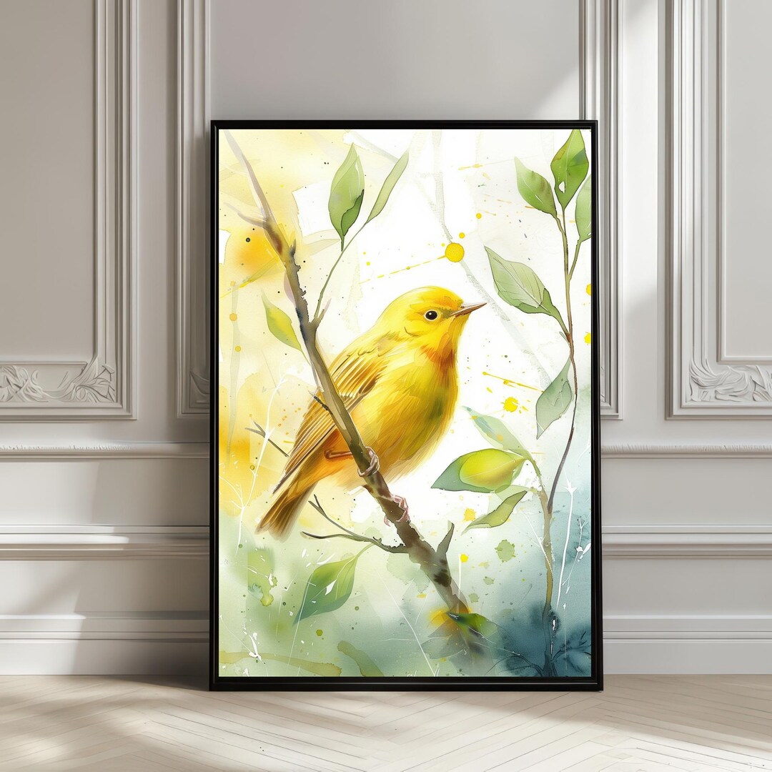 Yellow Warbler Watercolor Poster – Songbird Wall Art Print, Nature ...