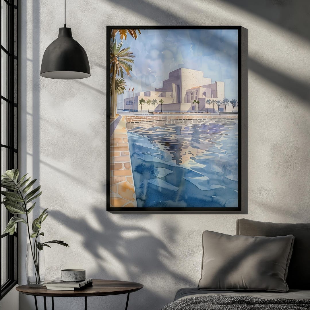 Doha Watercolor Poster – Qatar City Wall Art Print, Travel Home Decor ...