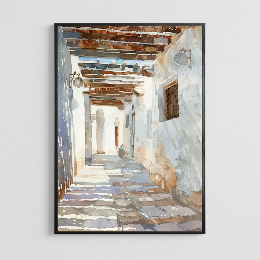 Ghadames Watercolor Poster, Sahara Oasis City Travel Art Print - Etsy