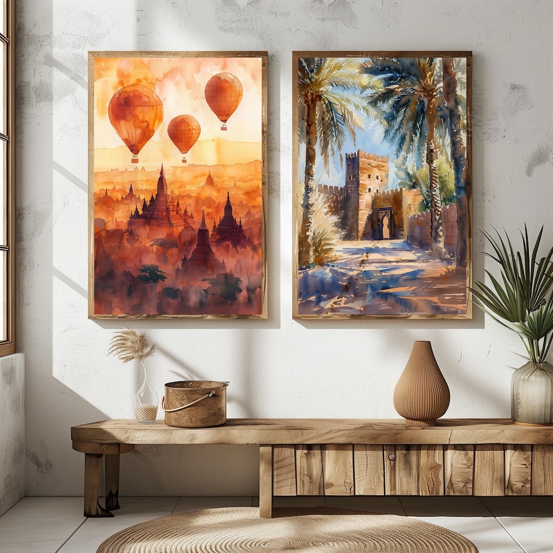 Bagan Watercolor Poster – Myanmar Temple Landscape Art Print, Ancient ...