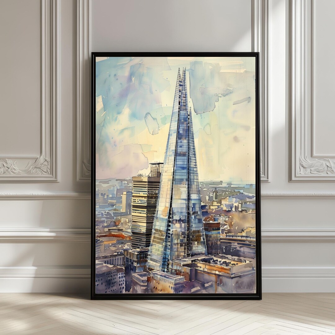 The Shard Watercolor Poster – London Landmark Wall Art Print, Modern ...