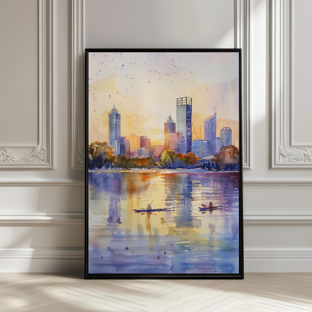Perth Australia Watercolor Poster – City Wall Art Print, Travel Home ...