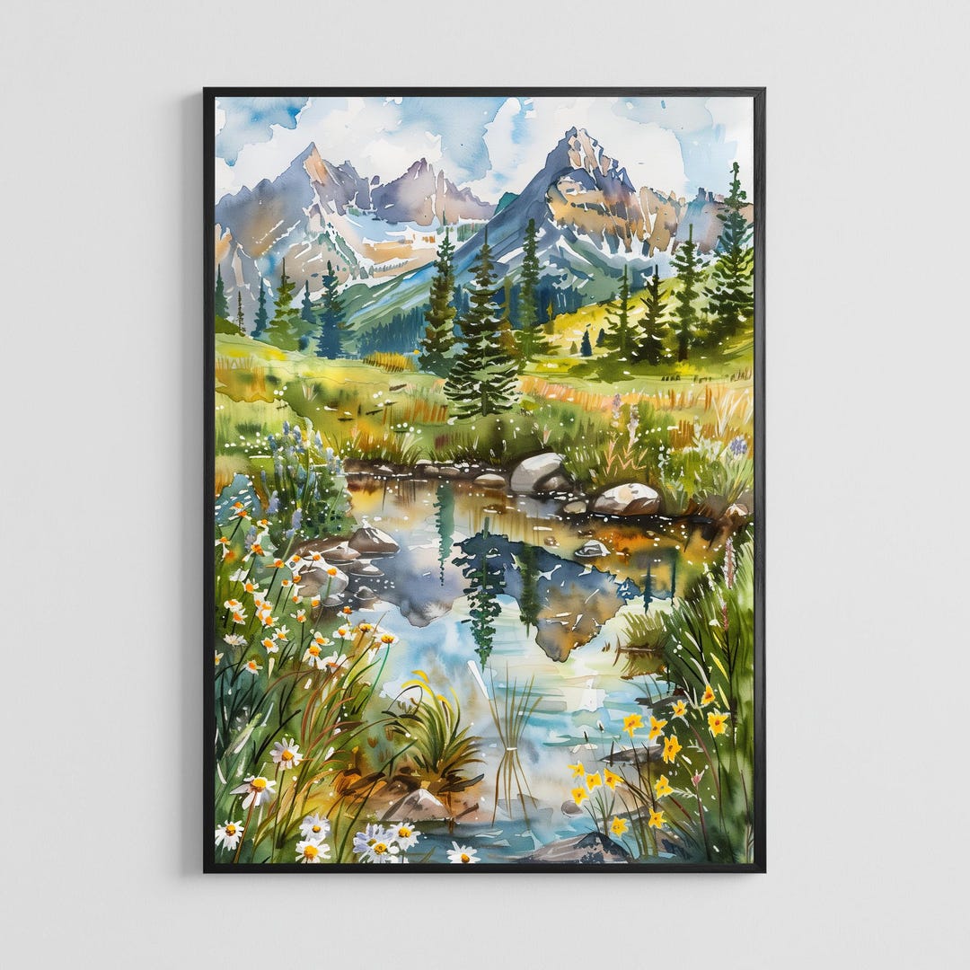 Colorado Watercolor Poster, Mountain Landscape Art Print, Denver Wall ...